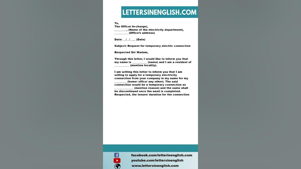 Request Letter for Temporary Electricity Connection - YouTube