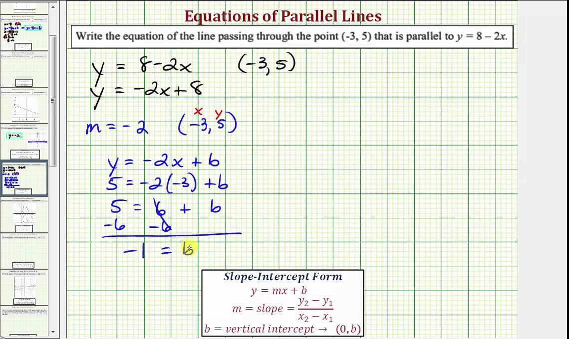 Ex Determine The Equation Of A Line Parallel To A Given Line Passing