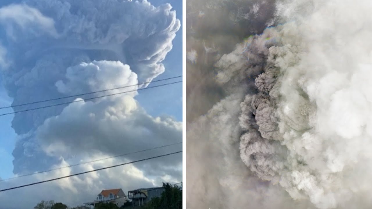 Timelapse of La Soufriere volcano erupting on St Vincent in the ...