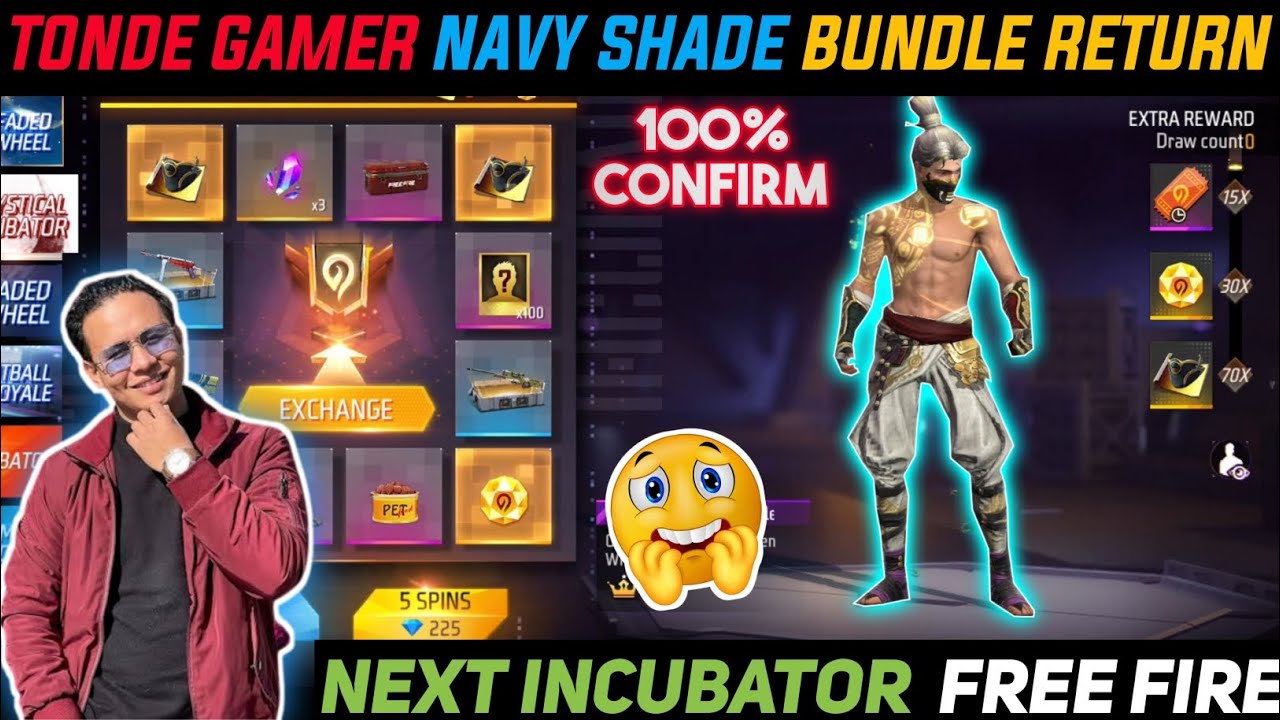 FREE FIRE NEW EVENT NAVE SHADE TONDE GAMER BUNDLE RETURN💥NEXT INCUBATOR ...