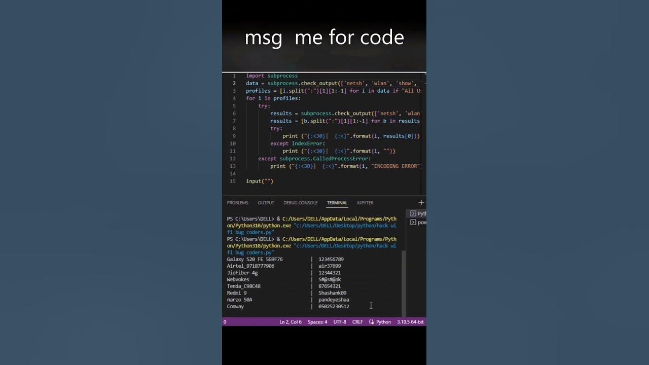 Hack Wi Fi Password Using Python Codelearning Python Wifi Hacker Hacking Track Password 4927