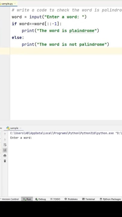 Palindrome in Python #pythontutorial #ytshorts - YouTube