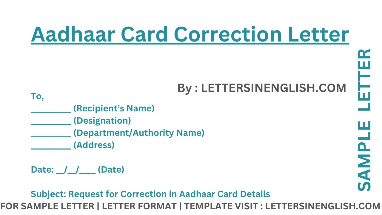 Aadhaar Card Correction Letter – How to Write a Letter for Correction ...