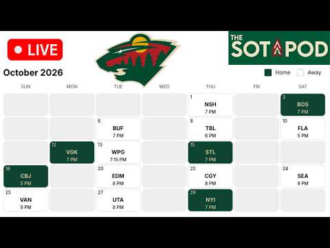 Minnesota Wild 2026-2027 Schedule RELEASED | Home, away, back-to-back | Games to circle on calendar