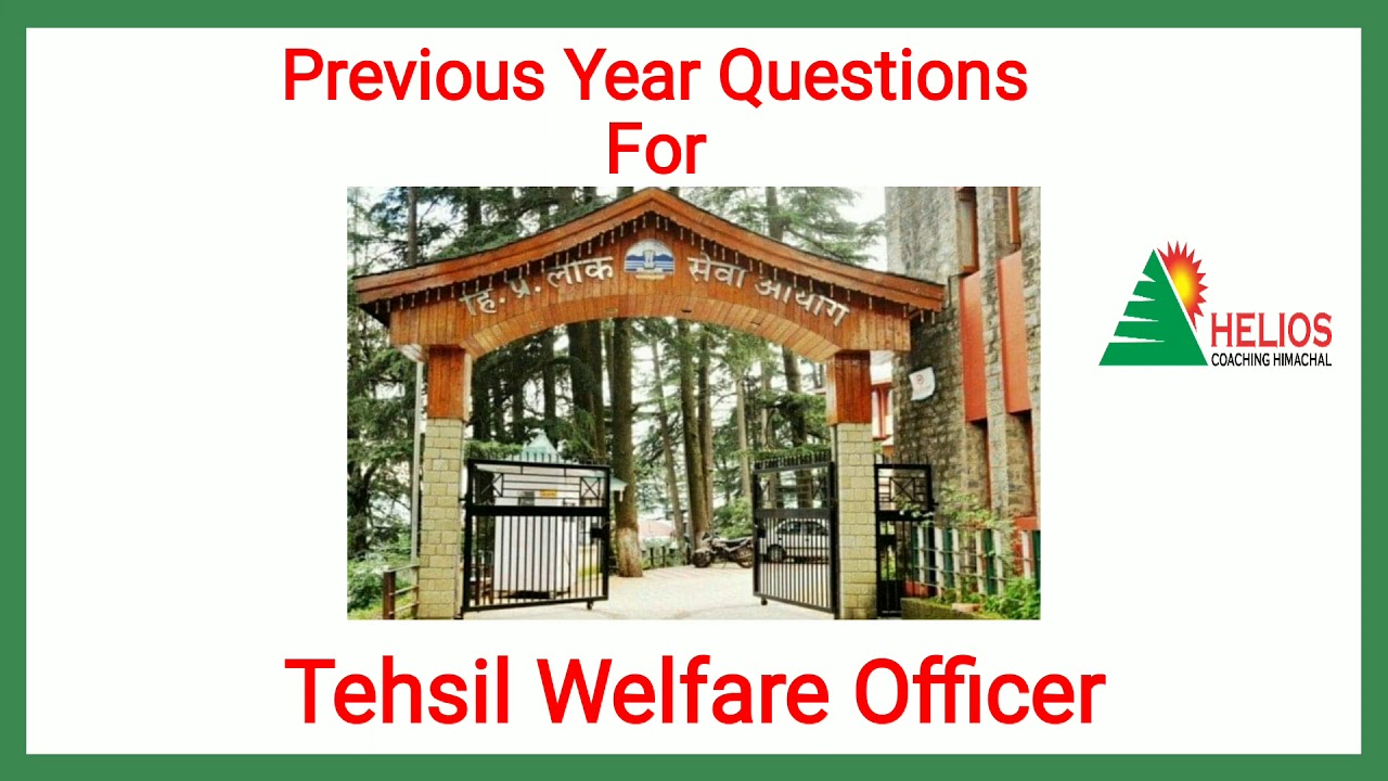 Previous Year Questions (NT) for Tehsil Welfare Officer (TWO) Exam ...