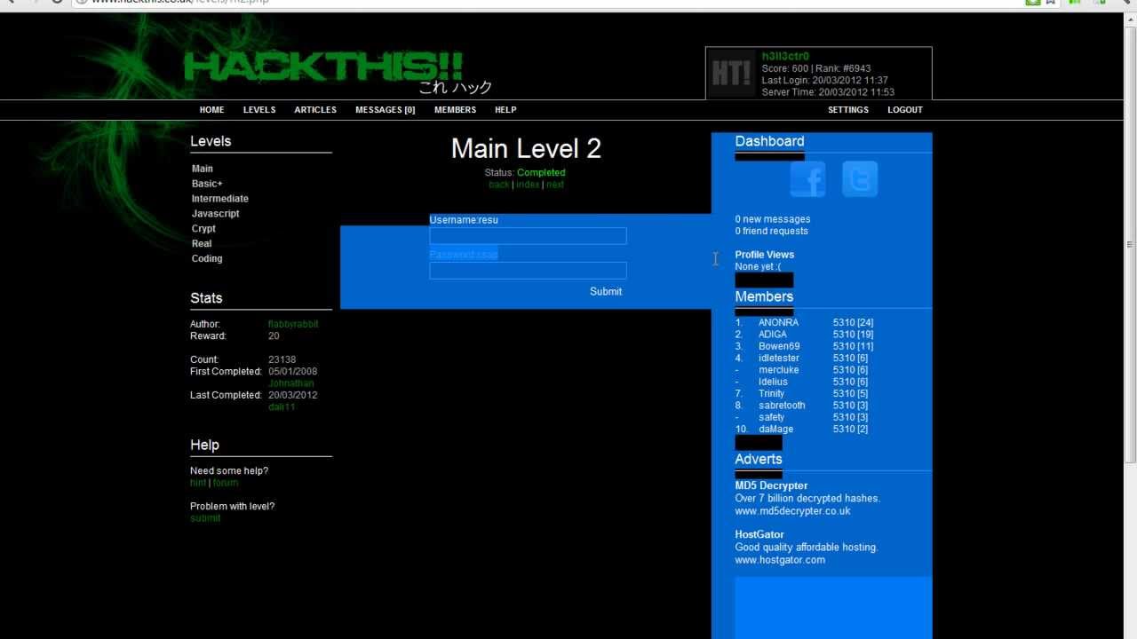 [R-0-H] Revenont sur le "Hack" ,"HackThis" ! - YouTube