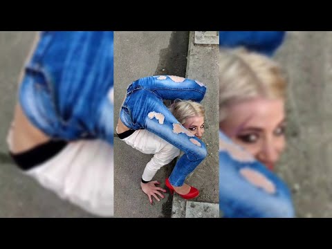 Contortion routines. Outdoor stretching.