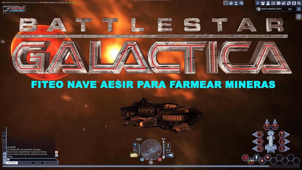 BSGO - battleStar galáctica online NAVE AESIR PARA MINEAR - YouTube