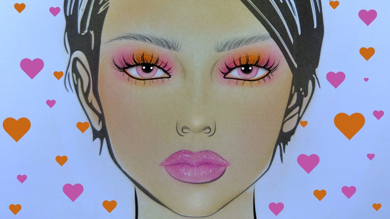 A Bright Pink Lipstick Makeup Look On Face Chart - YouTube