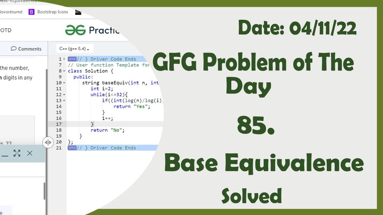 Base Equivalence C Gfg Daily Problem Youtube
