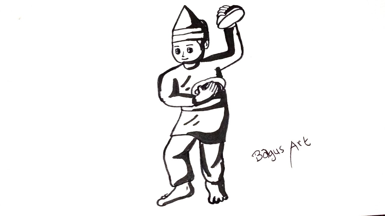 CARA MENGGAMBAR TARI PIRING// TEMA KEBUDAYAAN - YouTube