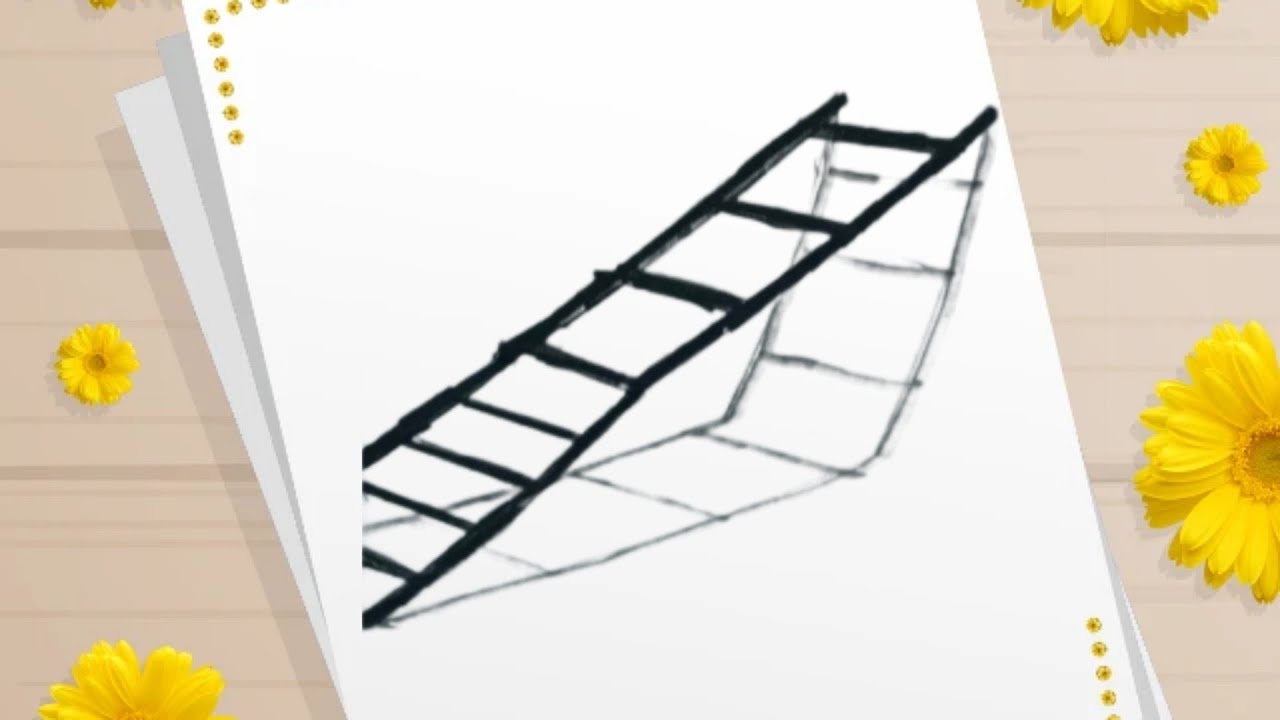 Easy 3d Image of a Ladder Drawing for beginners - YouTube