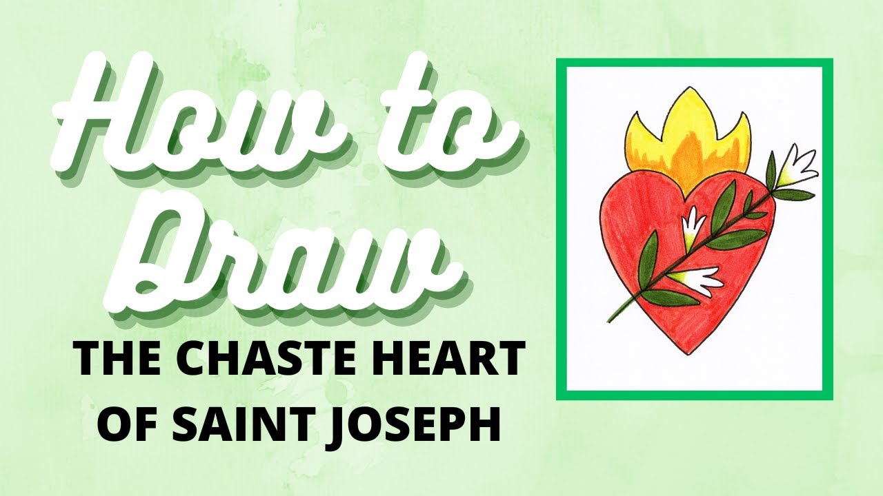 How to Draw a Simple Chaste Heart of Saint Joseph Catholic Art Tutorial ...