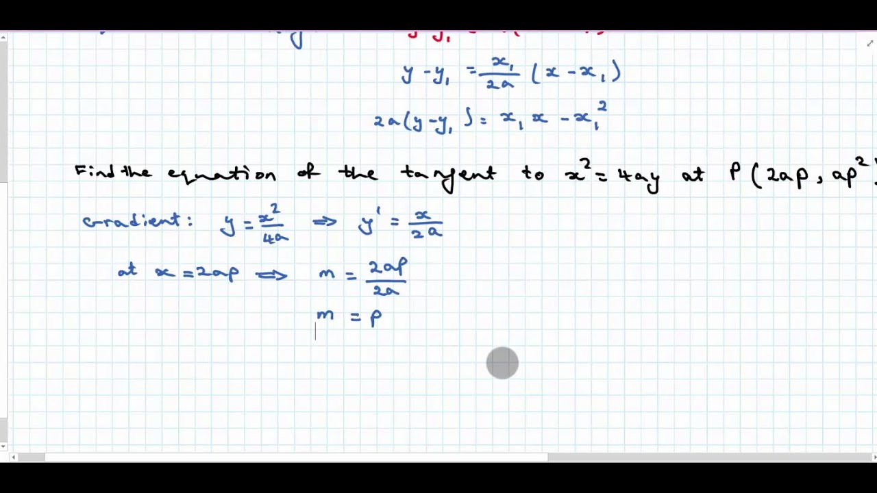 Equation of a tangent to a parabola - YouTube