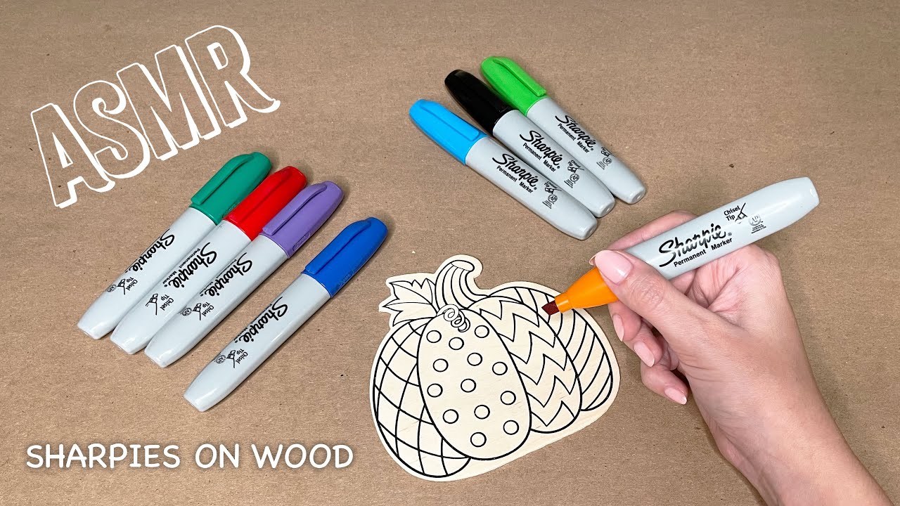 ASMR | Scratchy Coloring with Sharpies on Wood (No Talking) - YouTube