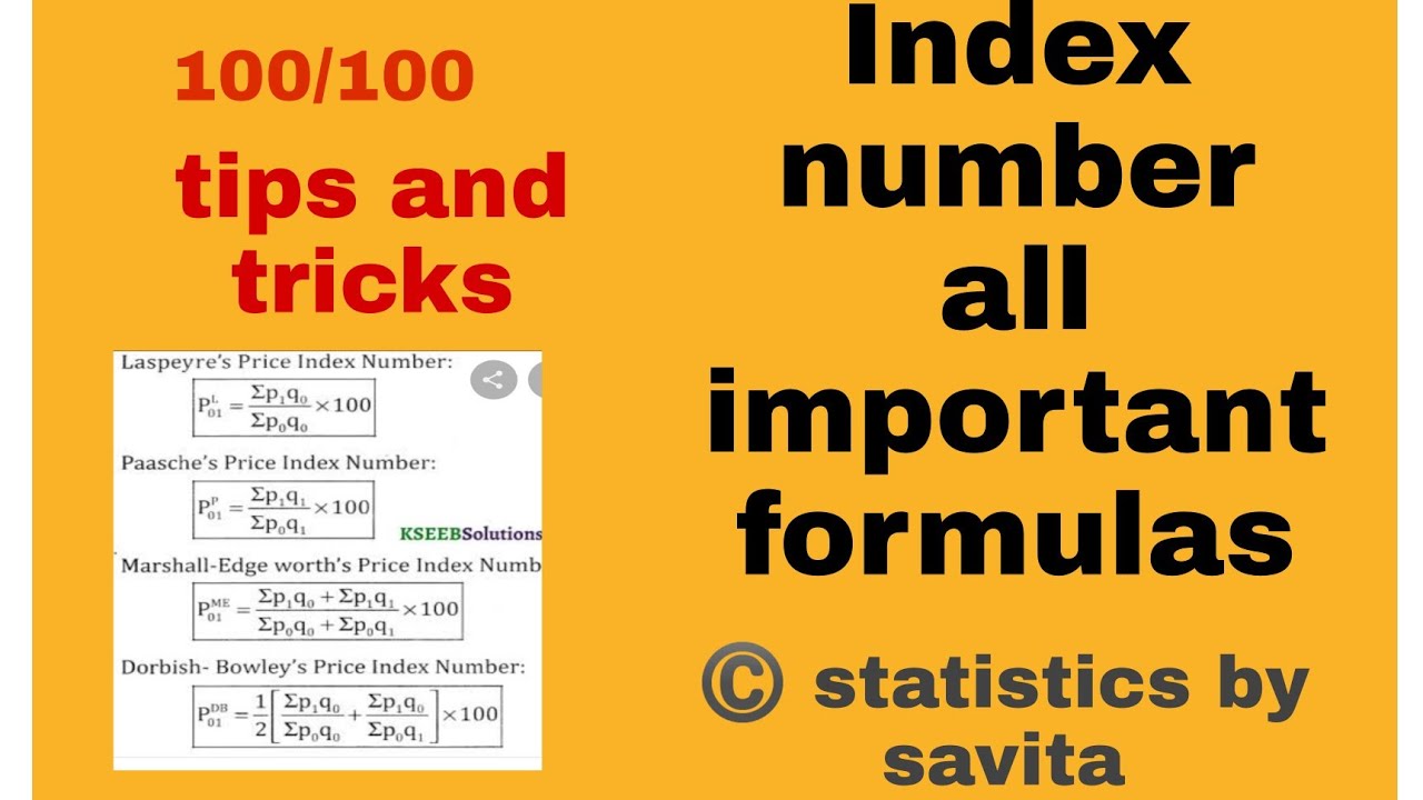 Index Number all Important Formulas 2nd Puc Statistics statistics By Index Number all Important Formulas 2nd Puc Statistics statistics By