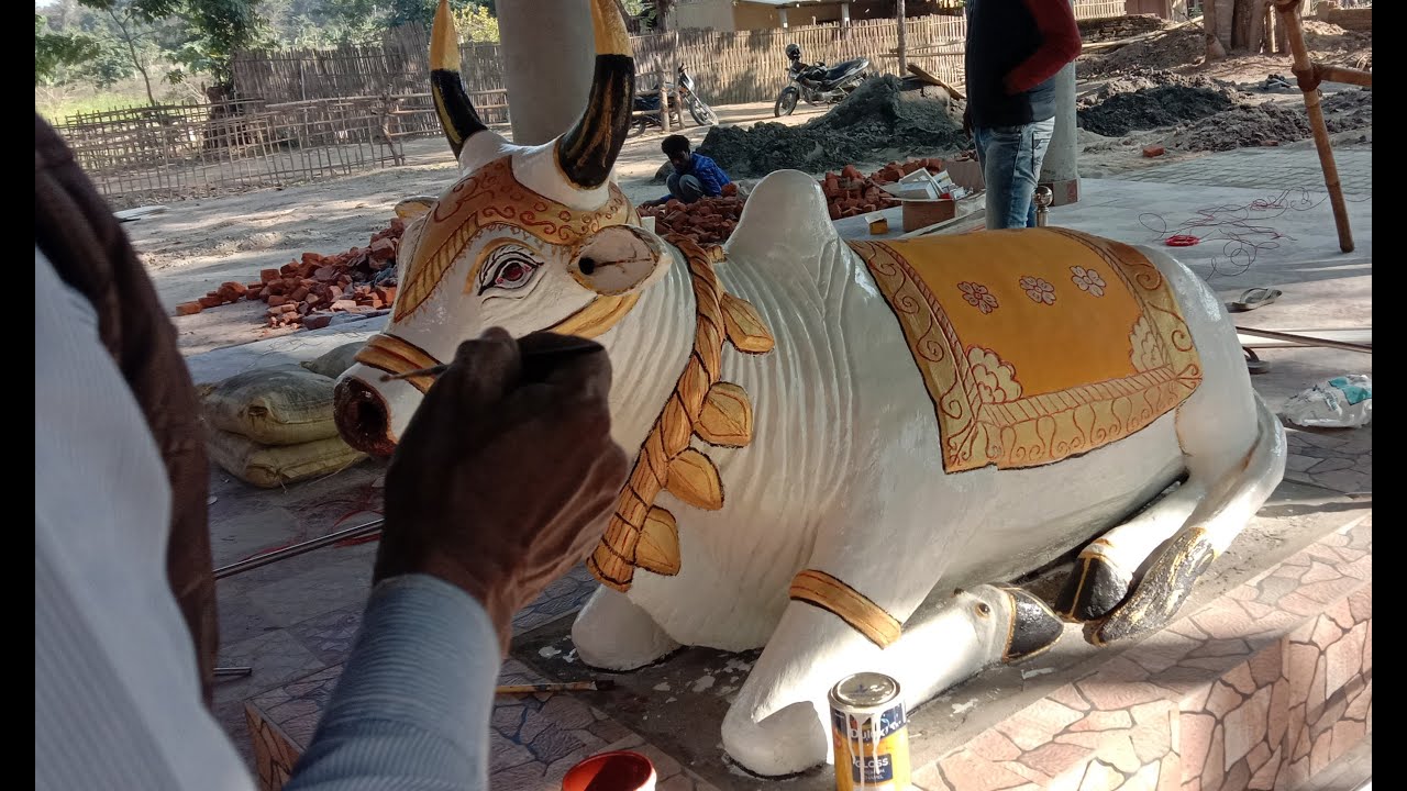 Beautiful cement art cow - YouTube