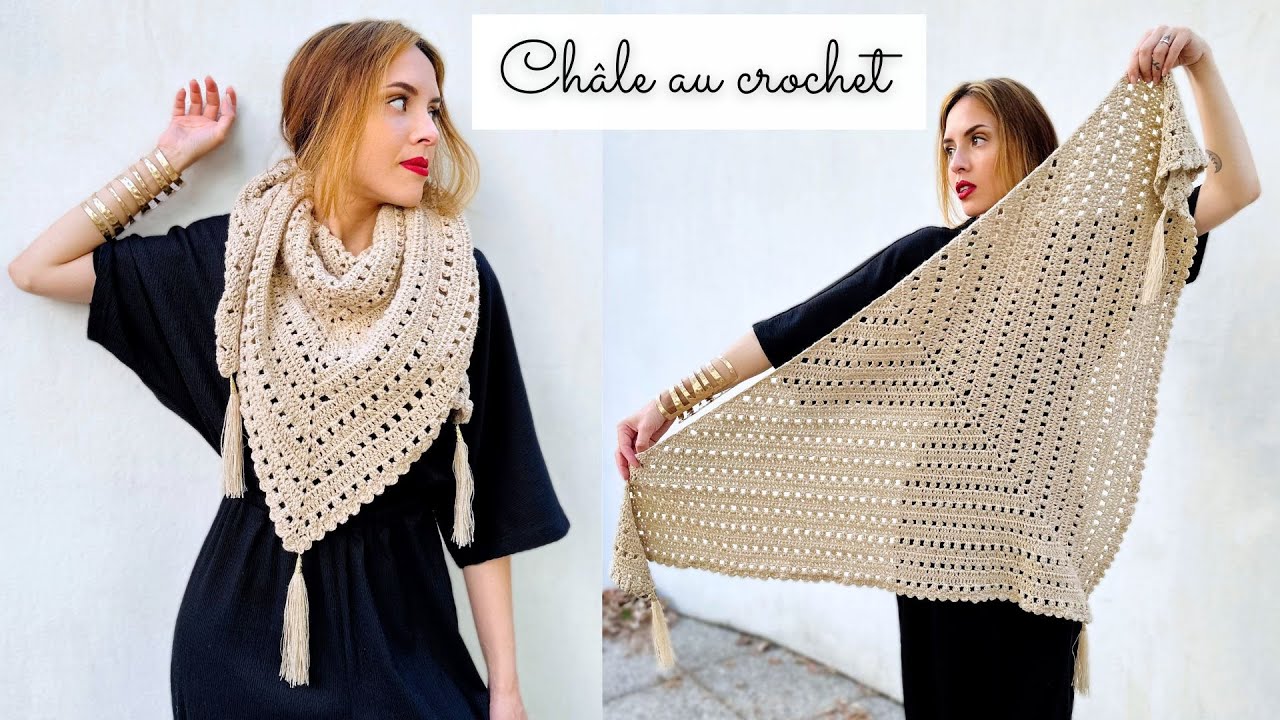 Châle au crochet tuto FACILE | Modèle Praline | Patron crochet GRATUIT | Débutant pas à pas 🍂 ...