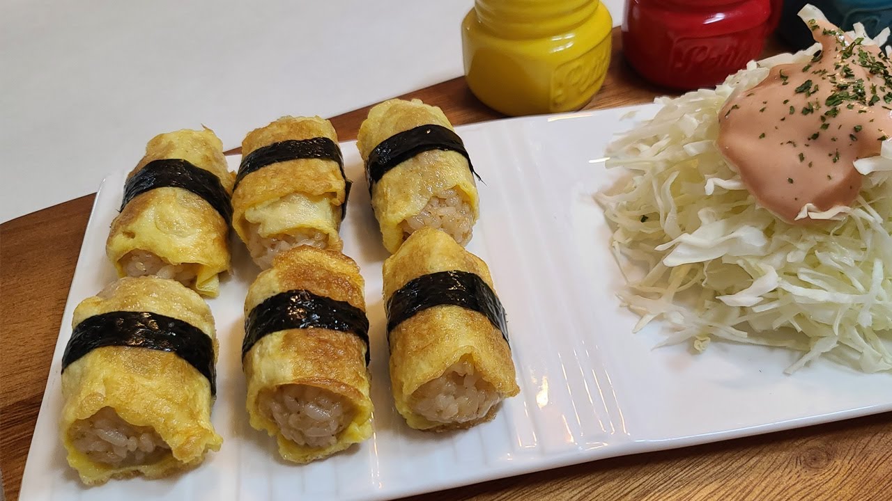 Ready in 5 minutes! Breakfast Idea Egg Sushi ️ Egg roll sushi recipe ...