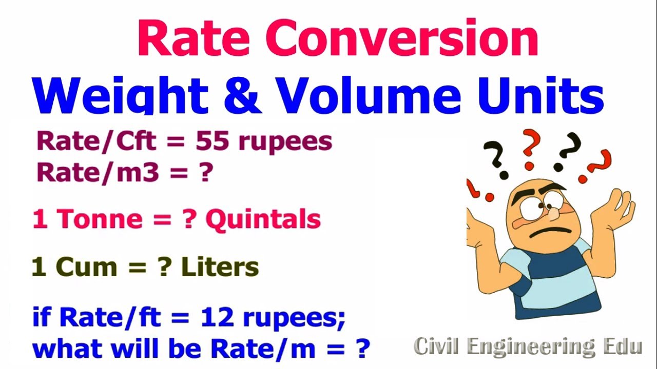 Rate Conversion | Weight Units | Volume Units | rate analysis | Civil ...