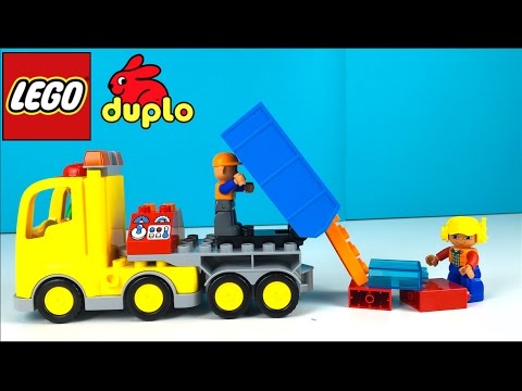 MIGHTY MACHINES BULLDOZER A CRANE & DUMP TRUCK WORKERS - LEGO DUPLO BIG ...
