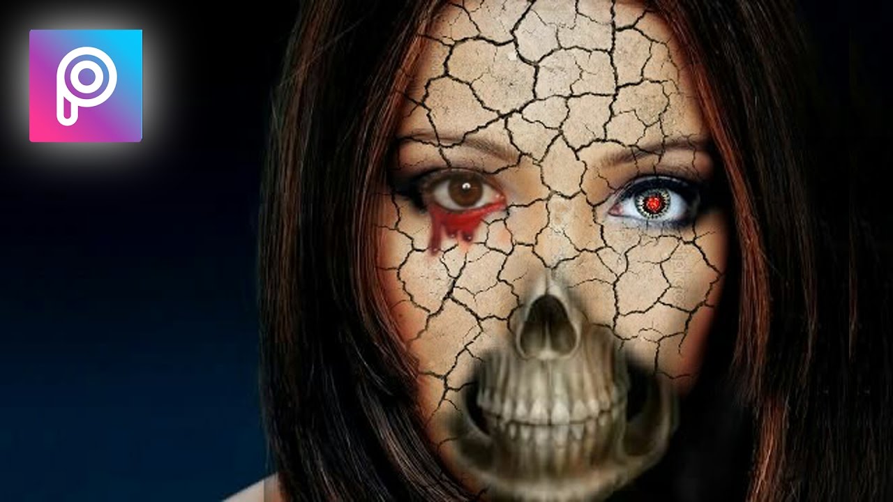 Halloween Skull Broken face effect in Picsart Tutorial - YouTube