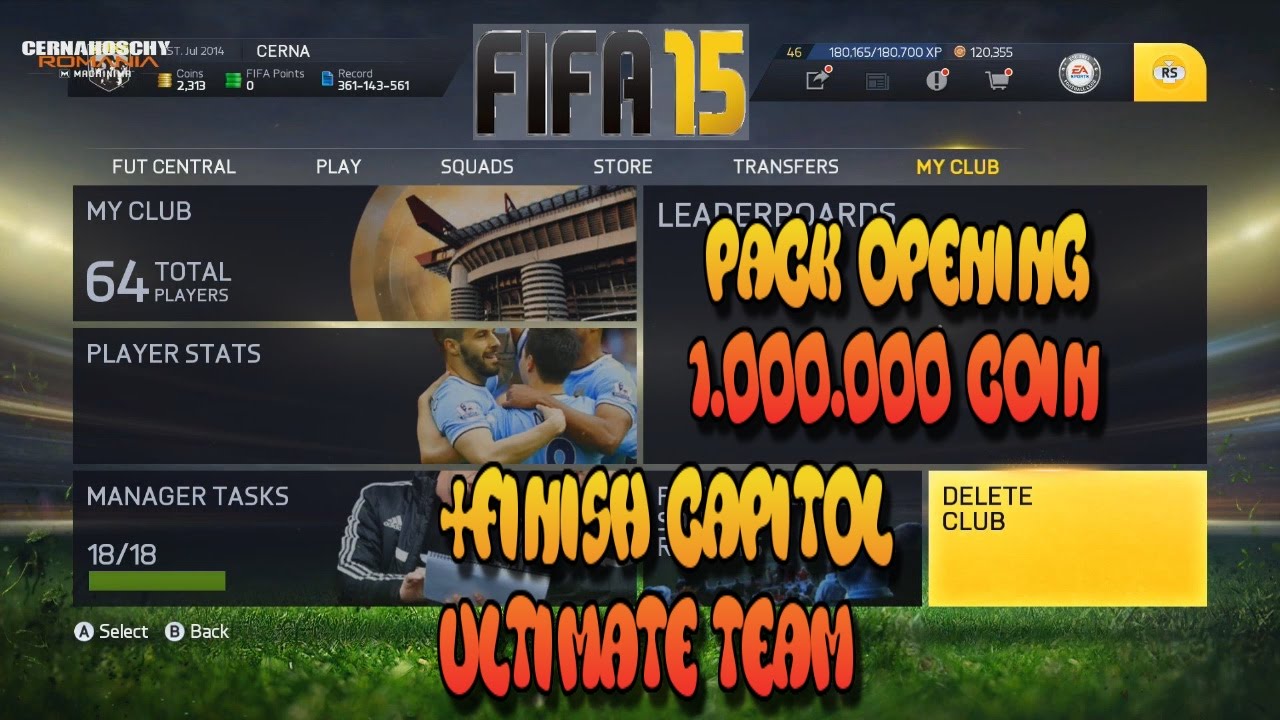 FIFA 15 Pack Opening 1.000.000 coins+Delete Club ADIOS Ultimate Team ...