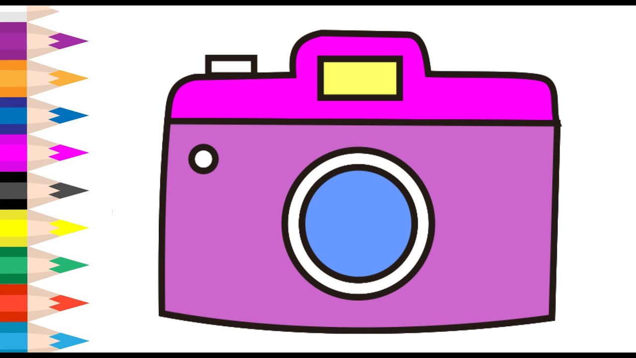 Camera drawing and coloring | how to drawing Camera | Camera easy ...