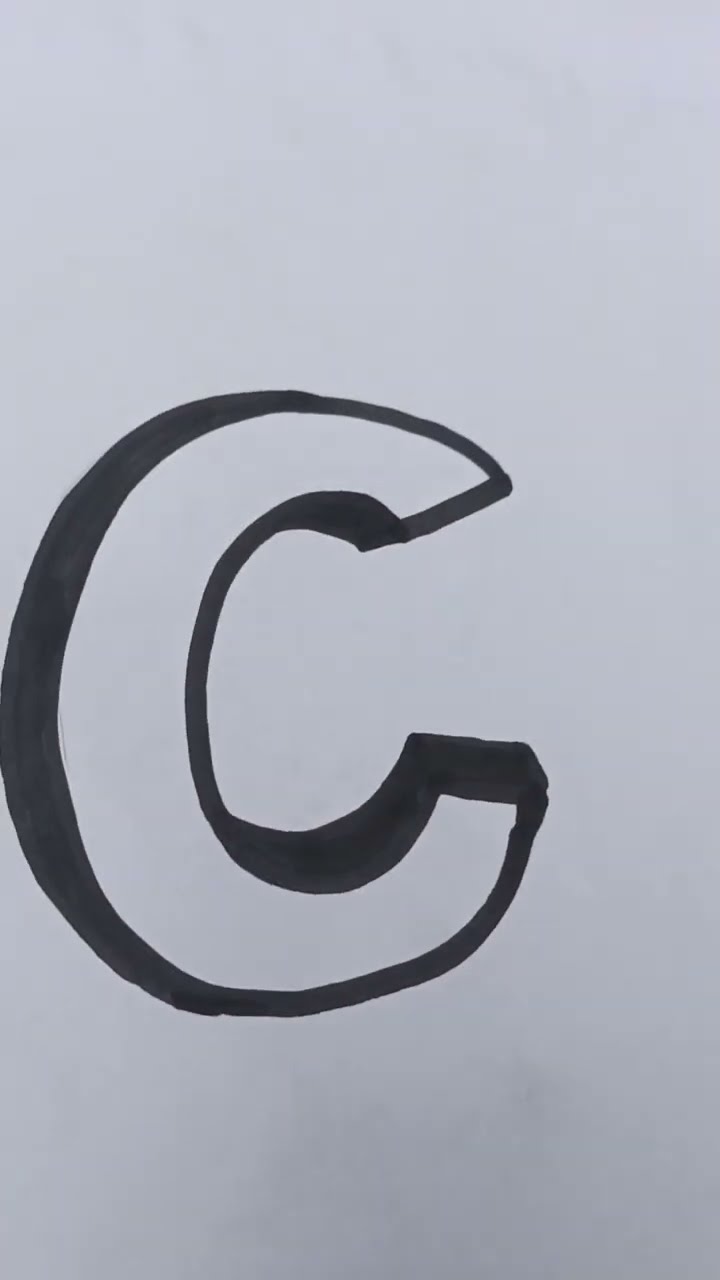 Draw 3D Letter (C) art - YouTube