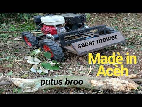 Mesin potong rumput remote control, seruduk batang pohon besar ...