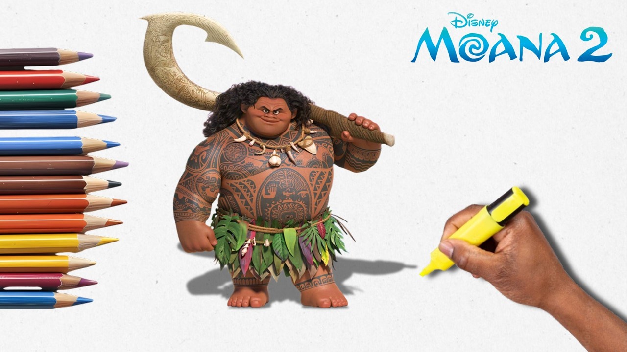 How To Draw Maui Moana 2 The Movie Easy Step b - YouTube