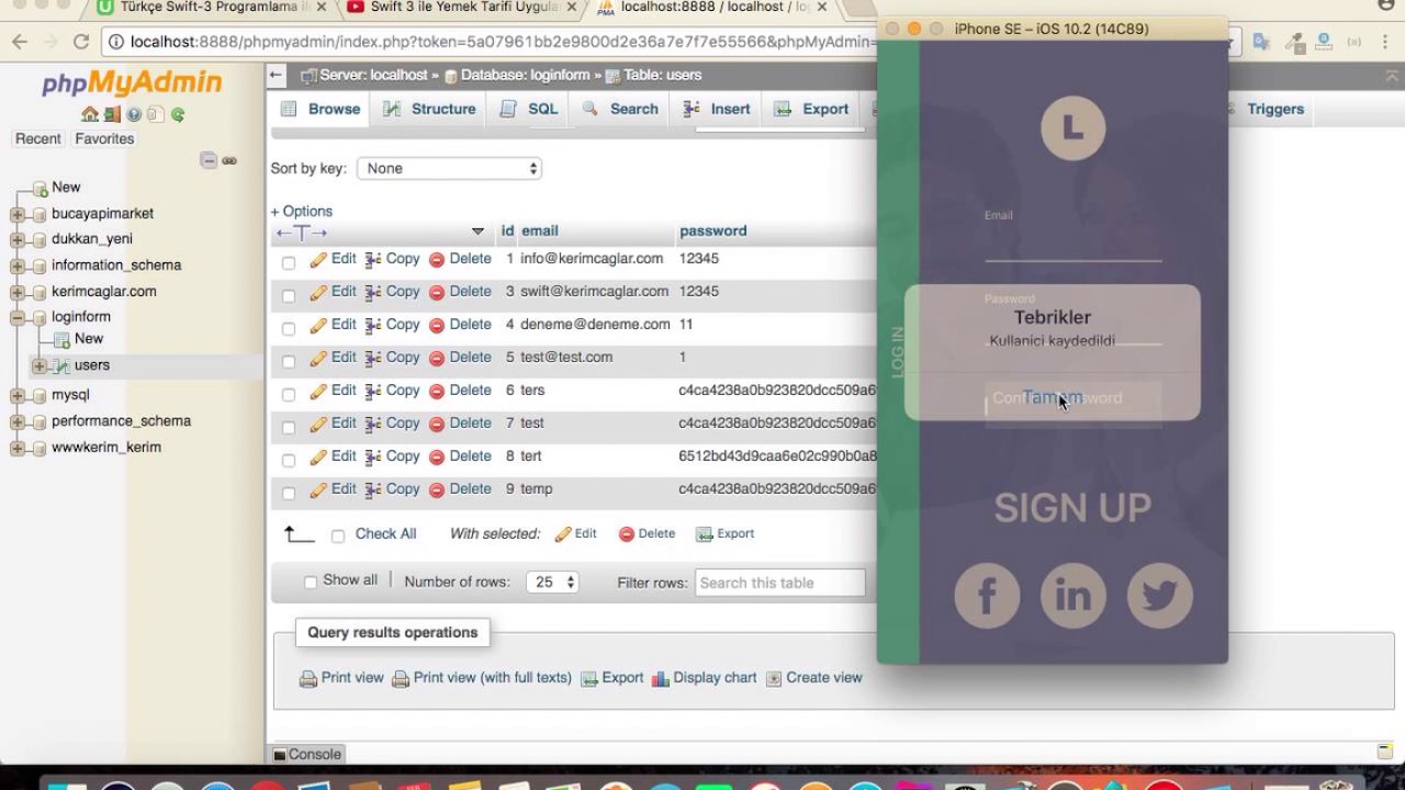 Swift 3 Php Ve Mysql Ile Kullanıcı Kayıt Formu 3 Youtube 5598