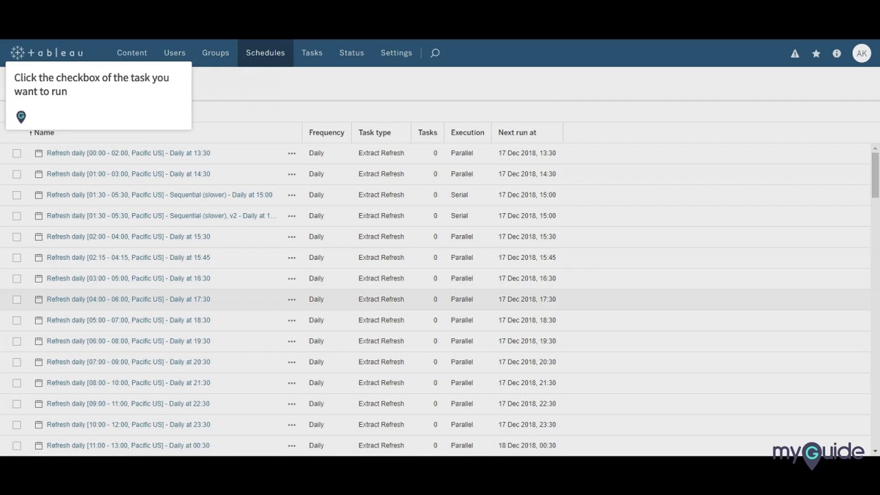 MyGuide: How to Run a Scheduled Task on Tableau Online - YouTube