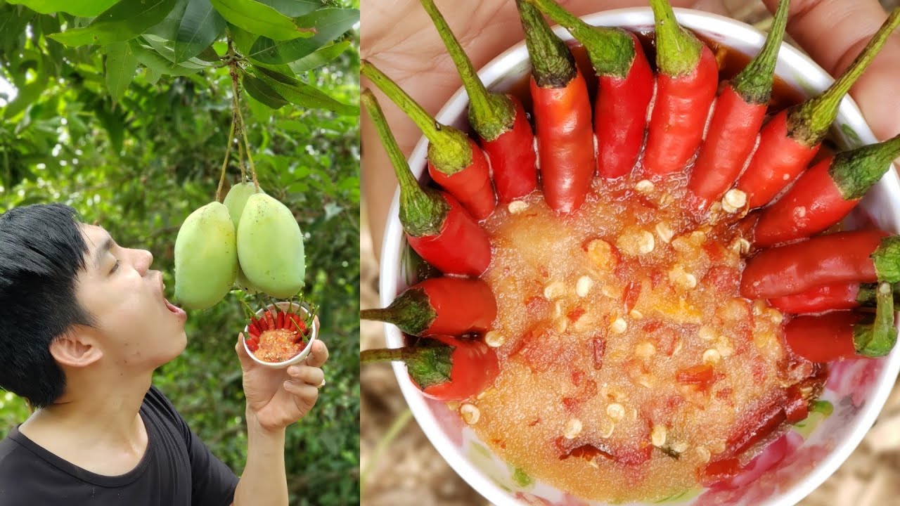 wow spicy - Mango very bitter - spicy salt peppers was delicious - YouTube