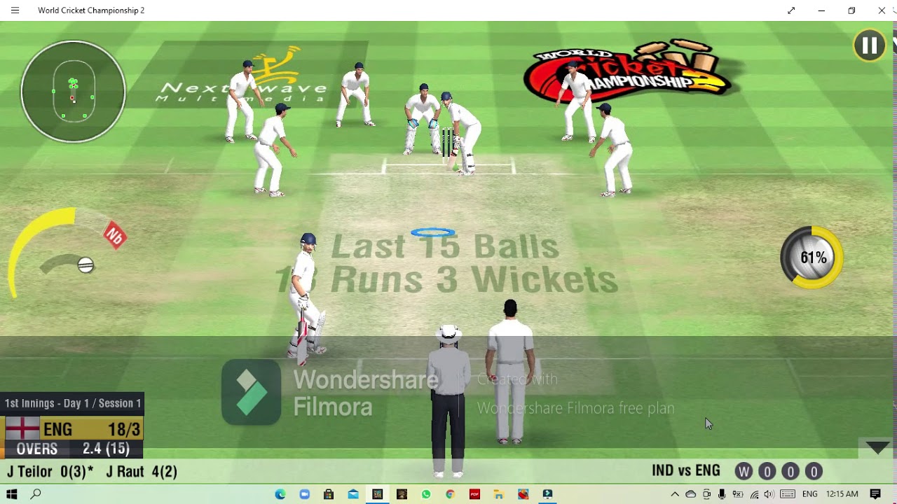 gameplay of wcc2 pc test cricket day 1 highlights - YouTube