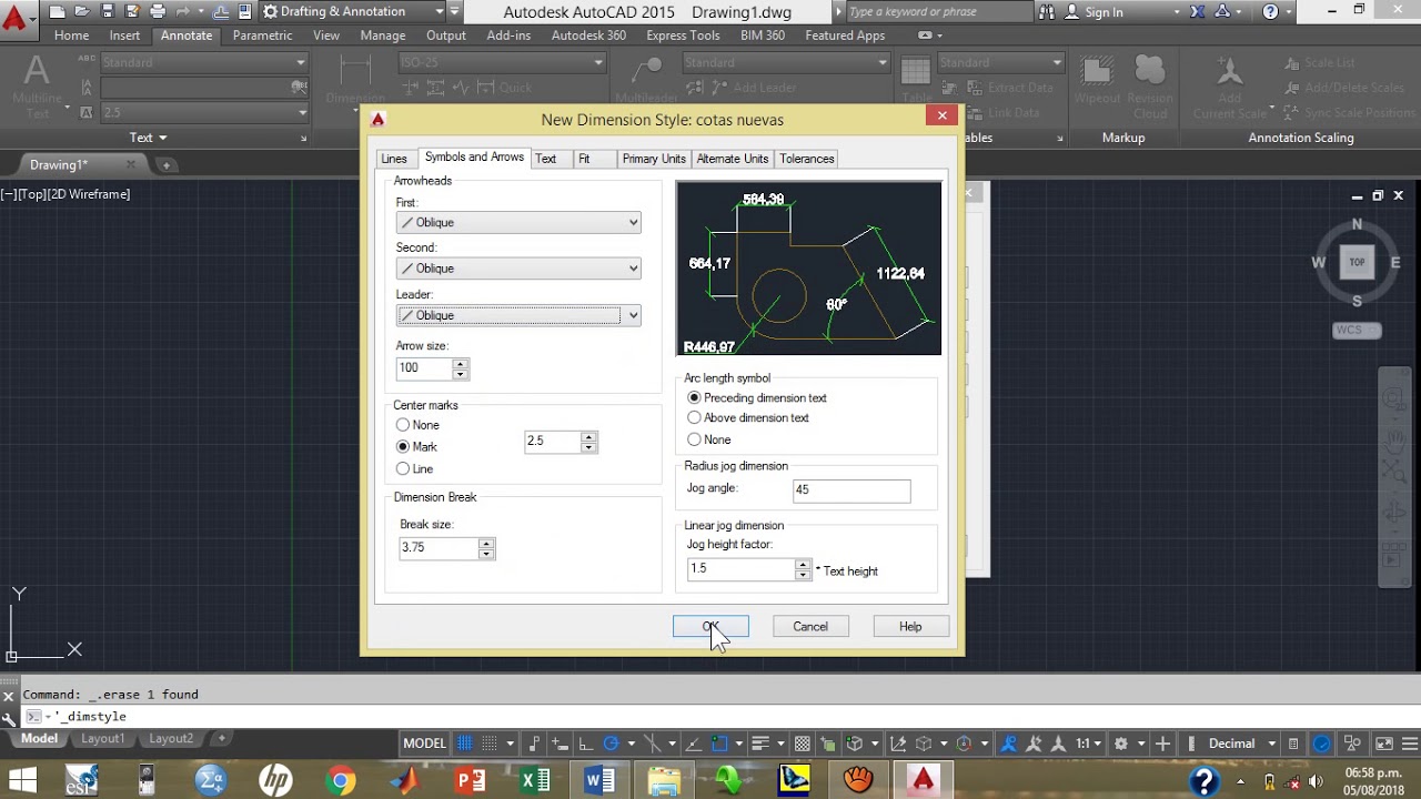 acotar longitudes, radios, angulos, etc en autocad (2018) - YouTube