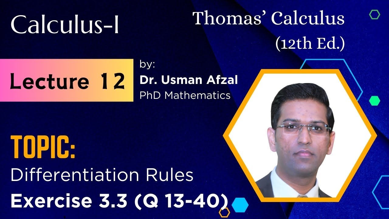 Lecture 12 - Differentiation Rules 2 - Calculus 1 - YouTube