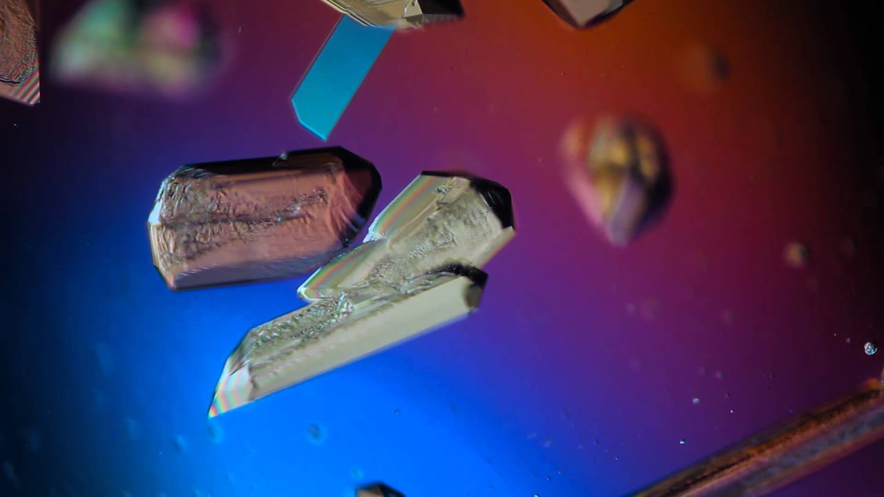 Crystal growth time lapse through microscope - YouTube