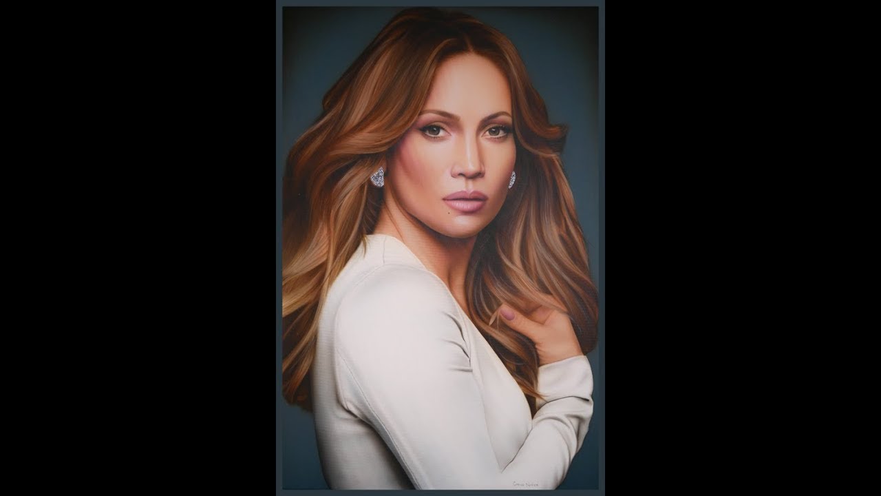 Artist Steve Nunez paints Jennifer Lopez on canvas - YouTube