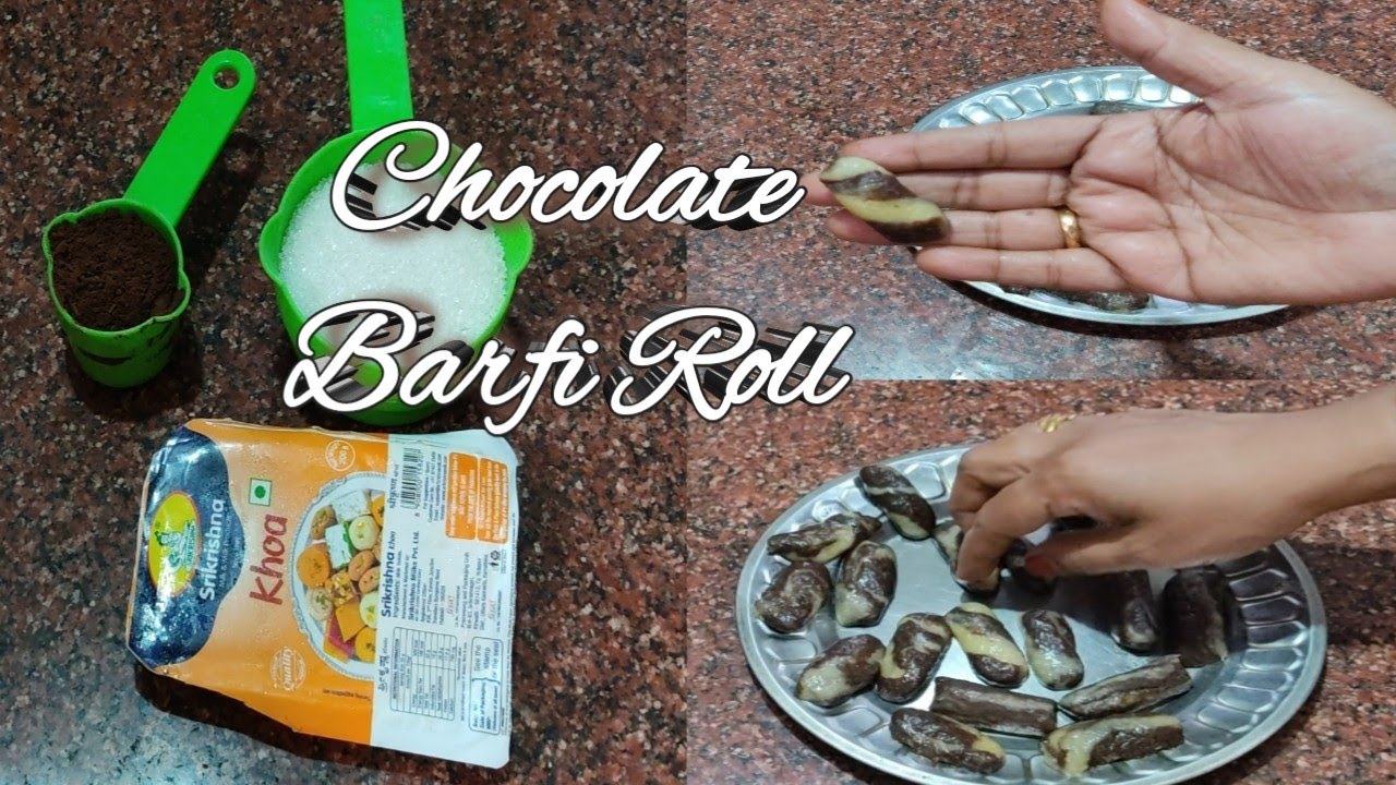 சாக்லேட் பர்பி ரோல்/Only 3 ingredients Chocolate Barfi Roll/100%Sweet ...