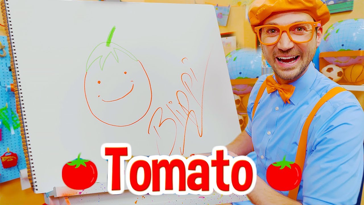 How To Draw A Tomato - EASY ART FOR KIDS! | Blippi's Drawing Lesson # ...