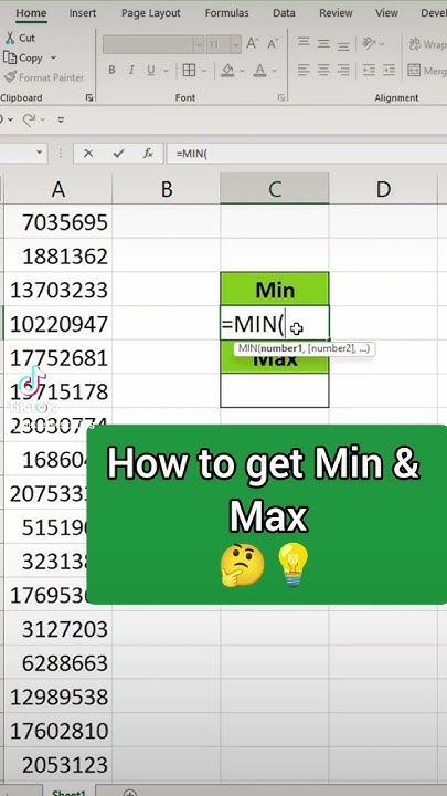 How to Get Min & max in excel - YouTube