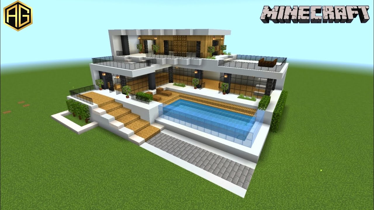 How to build a Big Modern House Tutorial in Minecraft - YouTube