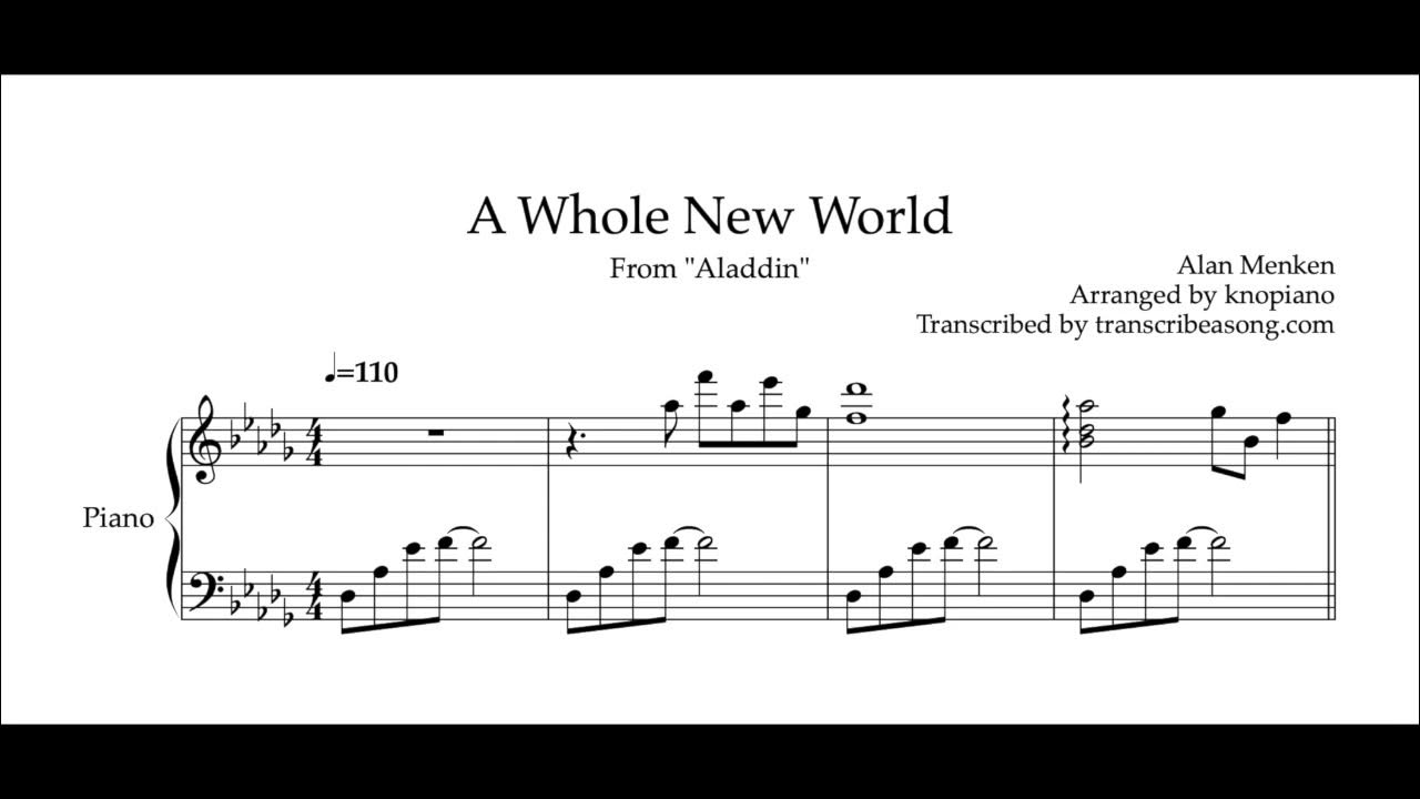 A Whole New World – Disney’s “Aladdin” (Piano Sheet Music) - YouTube