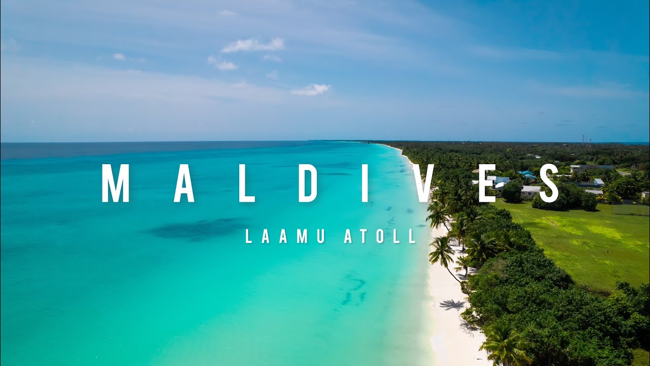 4K Birds eye view of Laamu Atoll | Ambient music for relaxation and ...