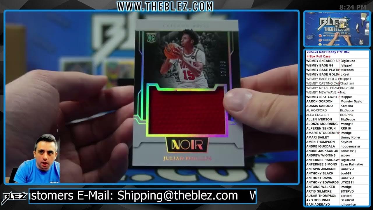 2023-24 Panini Noir Hobby NBA 4 Box Full Case Break #52 Pick Your Player - YouTube