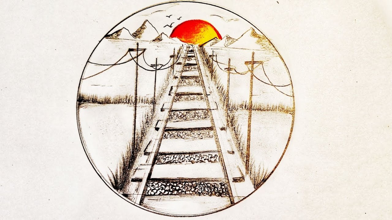 How to draw scenery of Sunrise | step by step | Pencil sketch ...