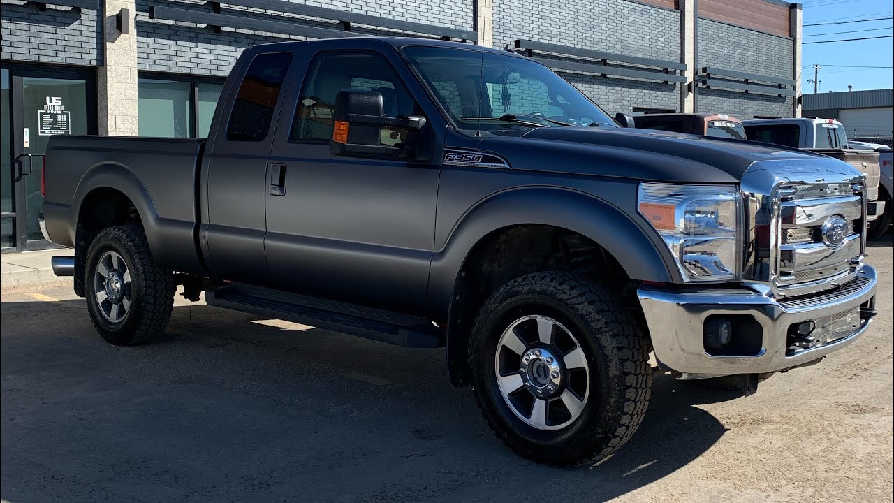 Powerstroke vinyl wrapped in 3m 2080 Satin dark grey metallic - YouTube