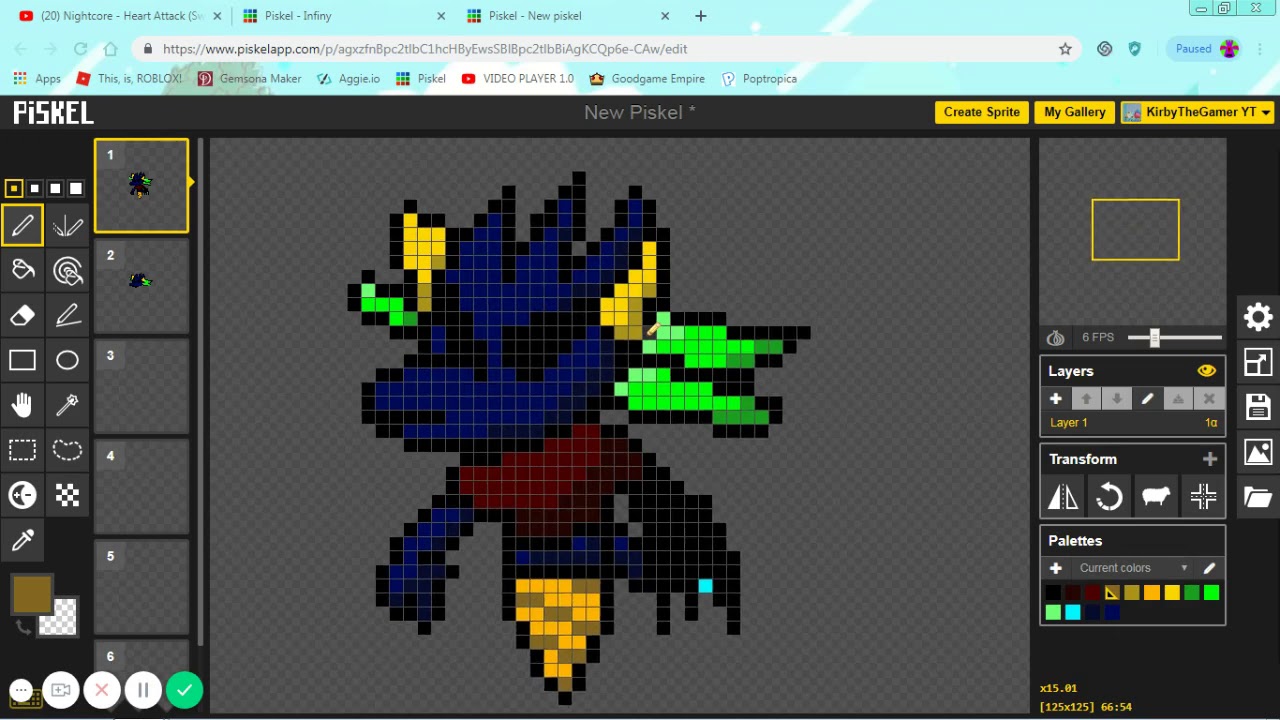Starting to Remake my Fanmade Pokemon's Sprite - Piskel - YouTube