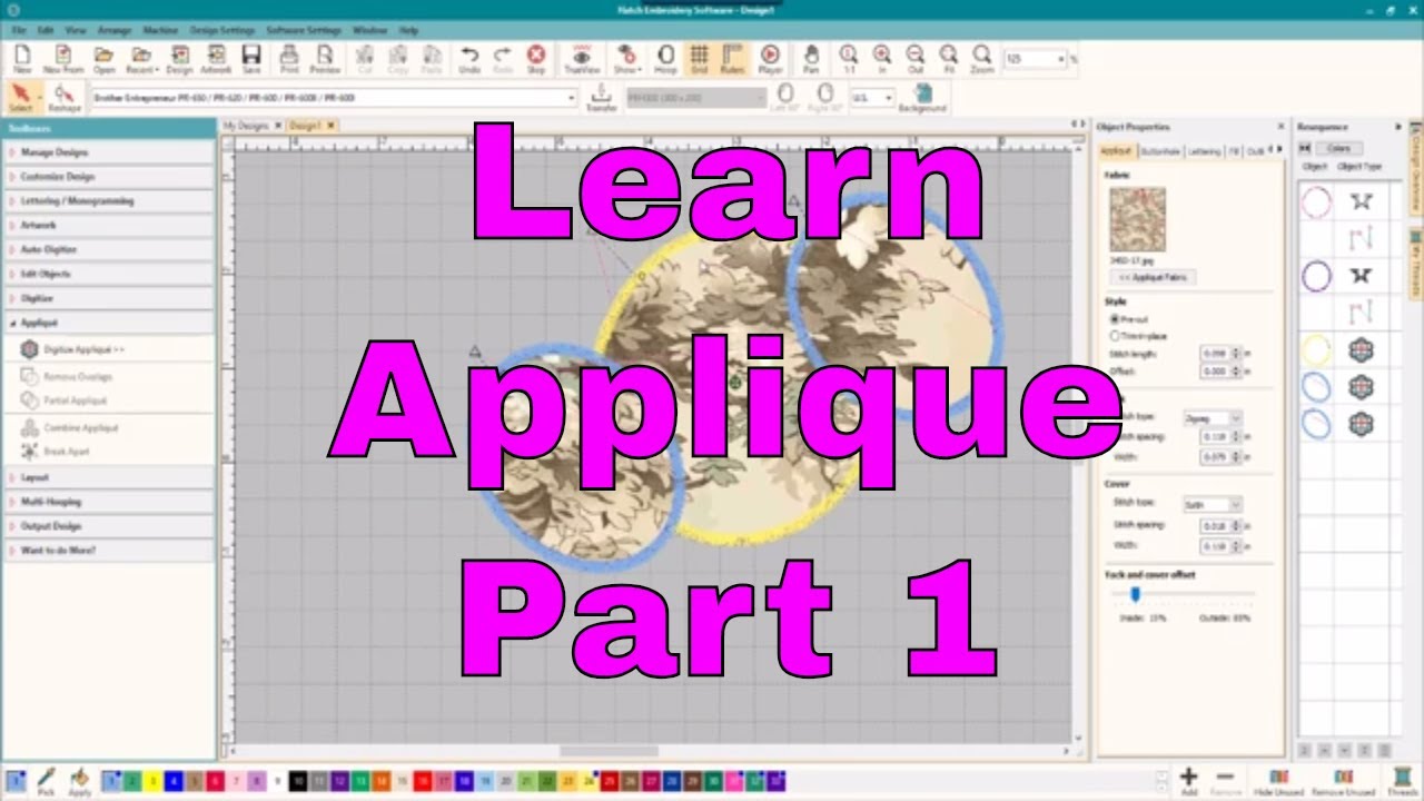 Intro to machine Embroidery Applique:Digitizing, editing, detail work ...